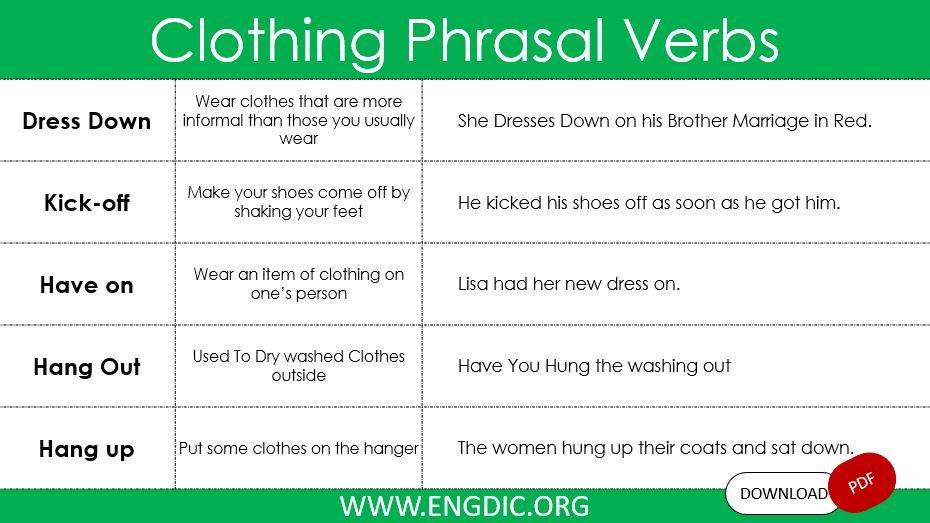 Clothing Phrasal Verbs - Download PDF For Free - Engdic