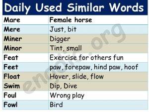 Similar words with Different Meanings | Download Pdf – EngDic