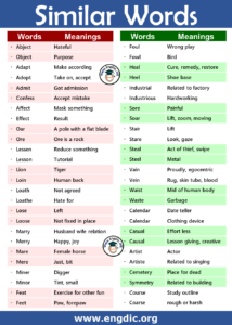 Similar Words with Different Meanings (Daily Use Words) - EngDic