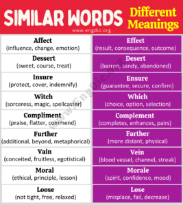 Similar Words with Different Meanings (Daily Use Words) - EngDic
