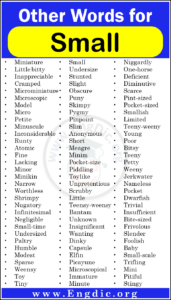 Small synonyms in English - other words for small (Download PDF.,)