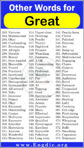 Another Word For Great: 200+ Useful Synonyms for Great - EngDic