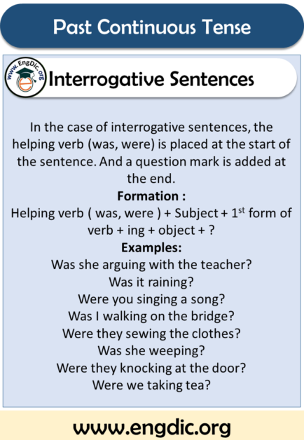Past Continuous Tense | Download complete PDF - EngDic