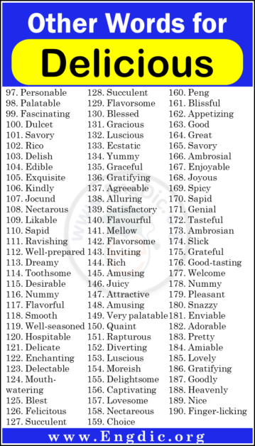 300+ Useful Synonyms for Delicious, Other Words for Delicious - EngDic