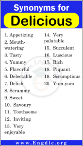 300+ Useful Synonyms for Delicious, Other Words for Delicious - EngDic