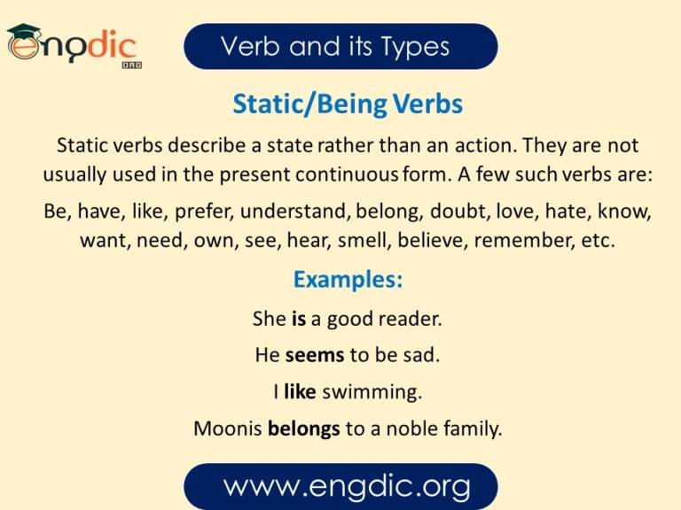 Verb and its Types in English Grammar With PDF - Engdic