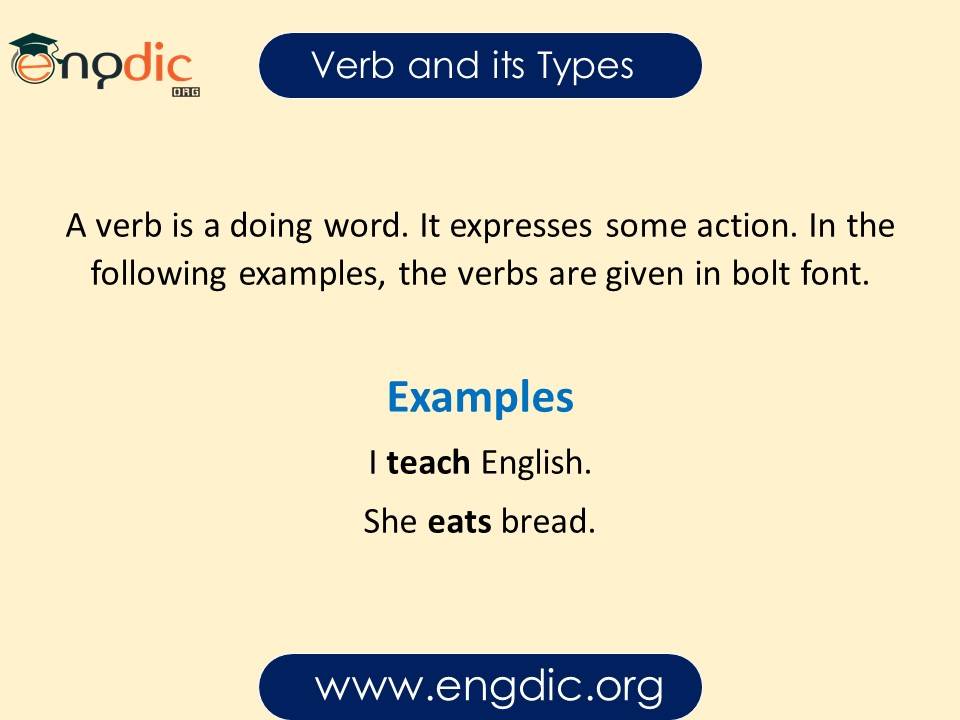 Verb And Its Types Download Detailed Lesson EngDic