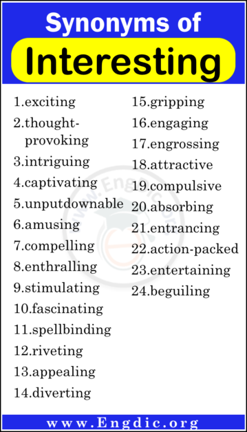 300+ Other Words for Interesting, Synonym of Interesting - EngDic