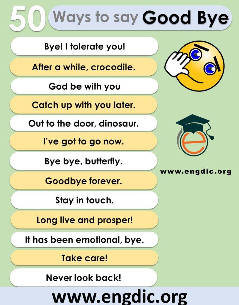 50 Different Ways to say goodbye lyrics - EngDic