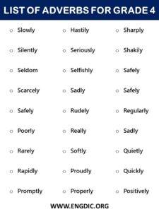 List of Adverb for kids of Grade 4 - Common Adverbs - EngDic