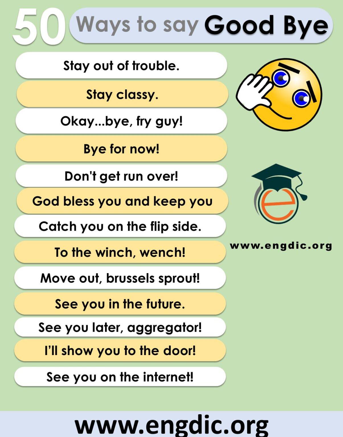50 Different Ways to say goodbye lyrics - EngDic