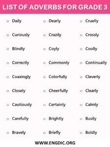 400+ List of Adverbs for Kids of Grade 3 - Common Adverbs - EngDic