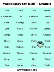 1000 Vocabulary Words for Kids of Grade 2 - Common Words - EngDic