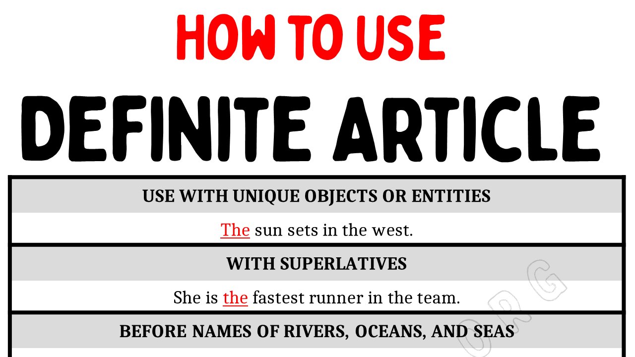 10 Rules of Definite Article with Examples - EngDic