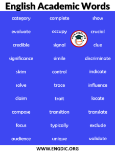 345 New English Academic words list - Infographics and PDF - EngDic
