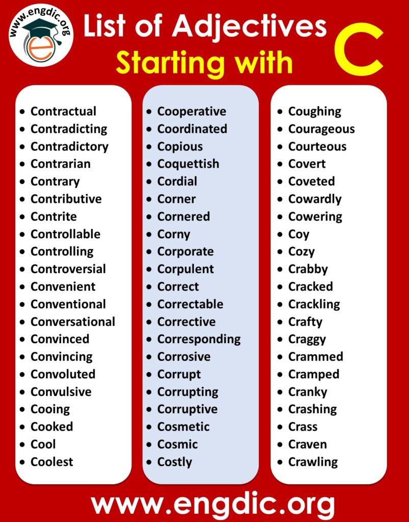 All Adjectives that Start with C (Sorted List) – EngDic
