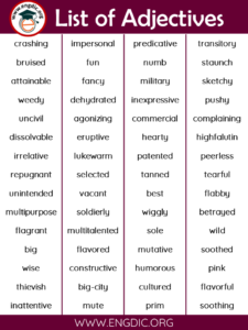 A LIST OF ADJECTIVES - 5000+ ADJECTIVES LIST Pdf - EngDic