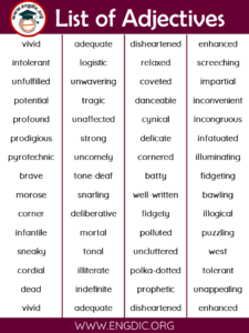 A LIST OF ADJECTIVES - 5000+ ADJECTIVES LIST Pdf - EngDic