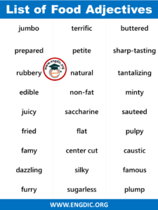 A Useful List of Food Adjectives for ESL Students to Know! - EngDic