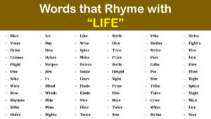 Life Rhyme Words - Words that Rhyme with Life - Engdic