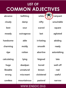A LIST OF ADJECTIVES - 5000+ ADJECTIVES LIST Pdf - EngDic
