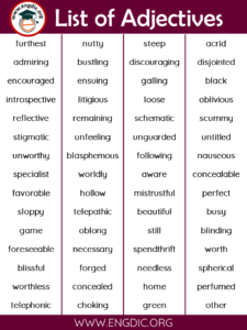 A LIST OF ADJECTIVES - 5000+ ADJECTIVES LIST Pdf - EngDic