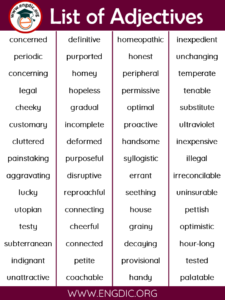 A LIST OF ADJECTIVES - 5000+ ADJECTIVES LIST Pdf - EngDic