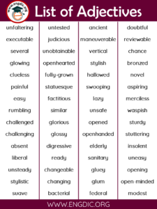 A LIST OF ADJECTIVES - 5000+ ADJECTIVES LIST Pdf - EngDic