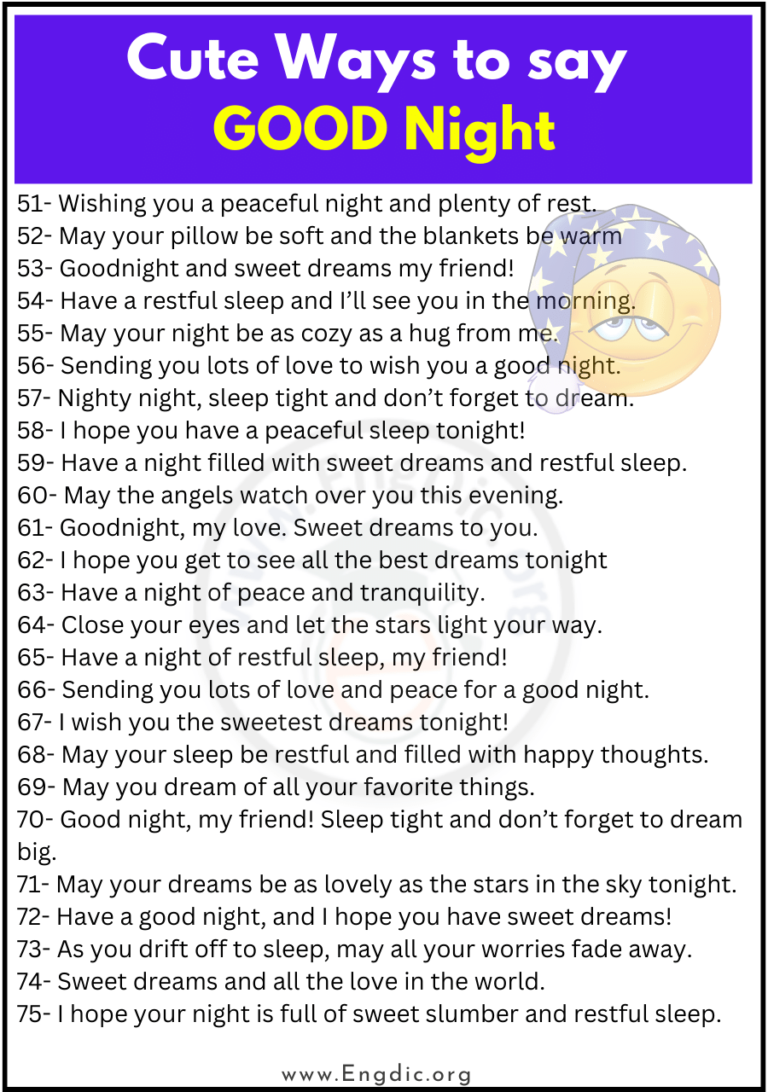 150+ Cute ways to say GOOD Night - EngDic