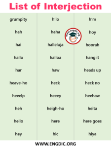 A List of Interjection in English (Infographics and PDF) - EngDic