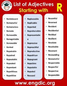 All Adjectives that Start with R (Sorted List) - EngDic