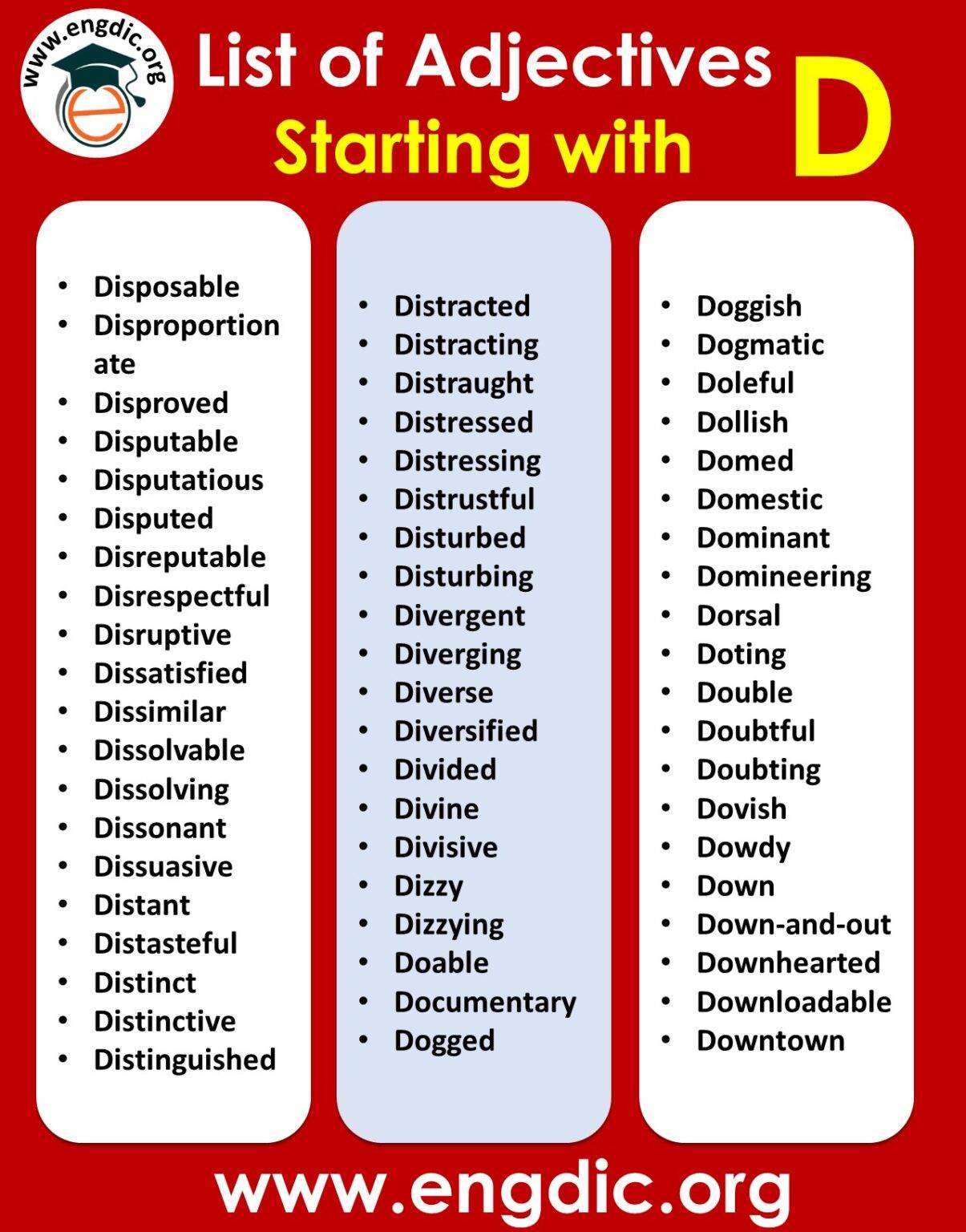 List Of Adjectives Starting With D To Describe A Person PDF EngDic List Of Adjectives Starting With D To Describe A Person PDF EngDic