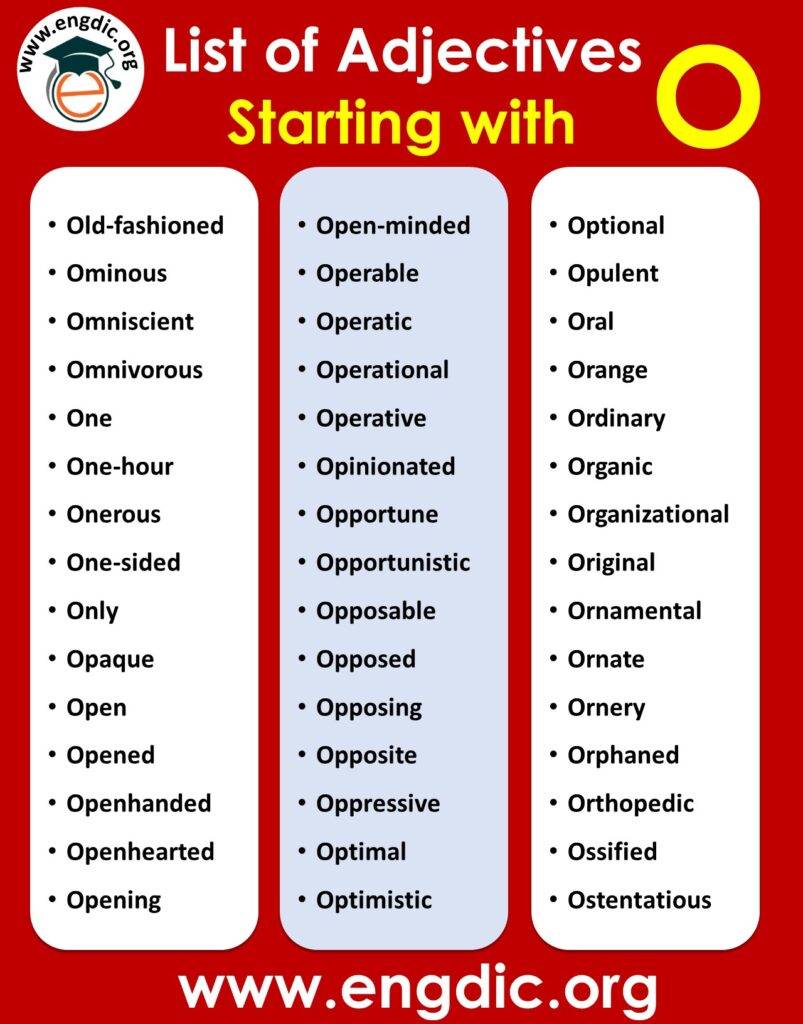 All Adjectives that Start with O (Sorted List) – EngDic