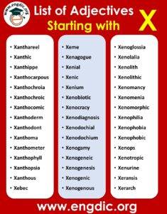 All Adjectives that Start with X - EngDic