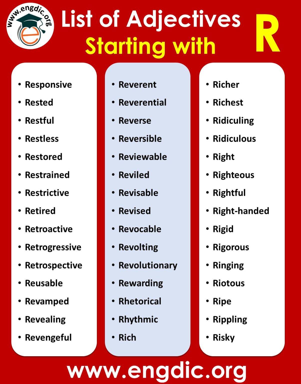 All Adjectives that Start with R (Sorted List) - EngDic