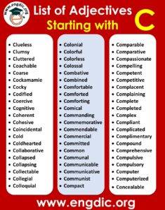 All Adjectives that Start with C (Sorted List) – EngDic