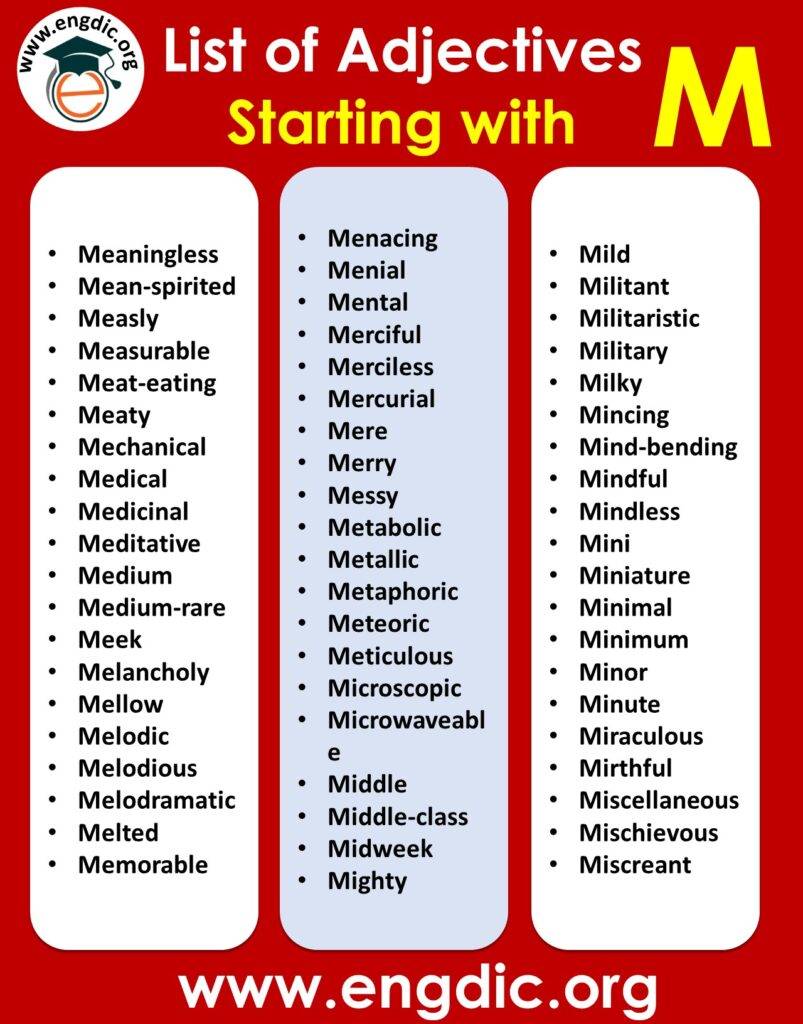 Positive Adjectives Starting With M Pdf List Of Adjectives That Start