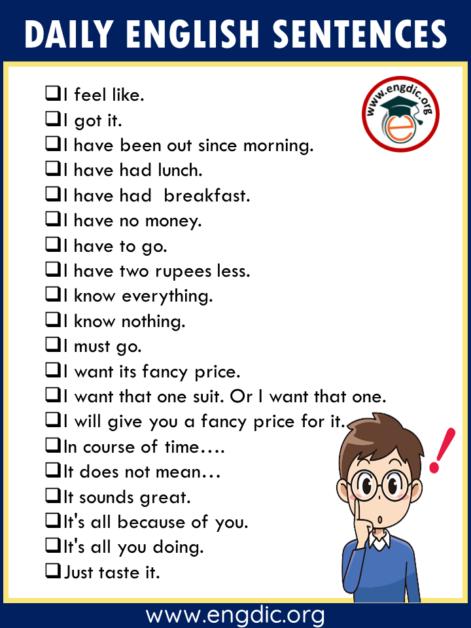 150+ Common English Sentences Used in Daily Life - EngDic
