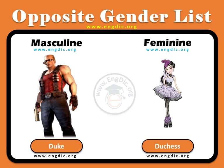 A to Z Opposite Gender of Animals and Humans - EngDic