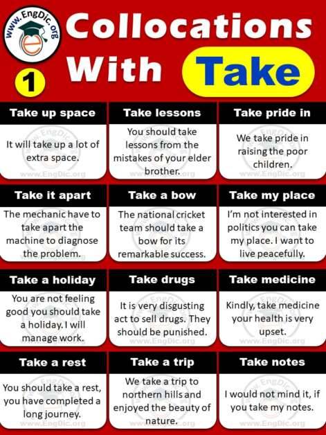 100+ Collocations with Take in English with PDF - EngDic