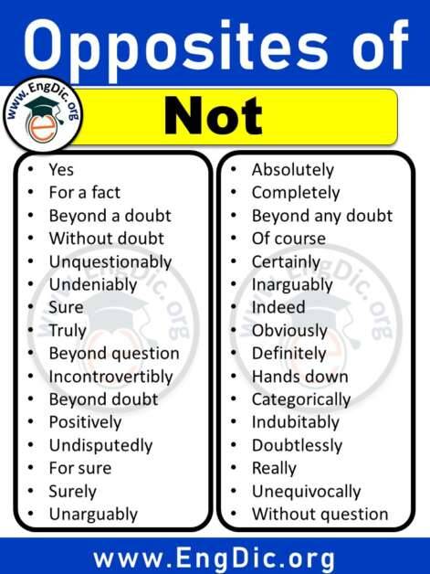 Opposite of Not, Antonyms of Not (Example Sentences) - EngDic