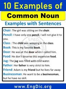 10 examples of common nouns in English with PDF - EngDic
