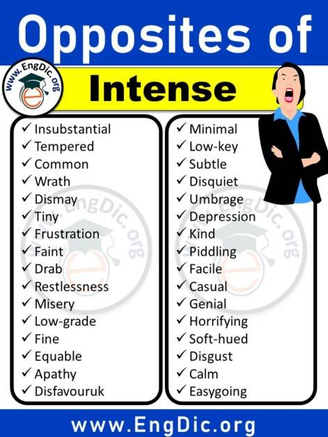 300+ Opposite of Intense, Antonyms of Intense (Example Sentences) - EngDic