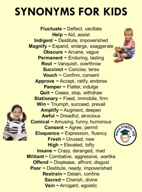 List of Synonyms for Kids PDF (1000 Synonyms List) - EngDic