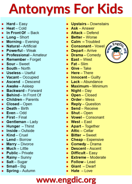 +1000 Antonyms for Kids with Pictures (Opposite Words) - EngDic