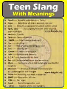 100+ Teen Slang Words (With Decoded Meanings) - EngDic