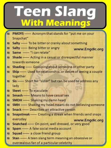 100+ Teen Slang Words (With Decoded Meanings) - EngDic