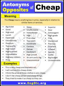 Opposite of Cheap, Antonyms of Cheap (Example Sentences) - EngDic