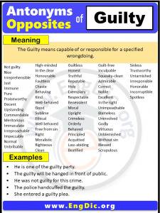 Opposite of Guilty, Antonyms of Guilty (Example Sentences) - EngDic