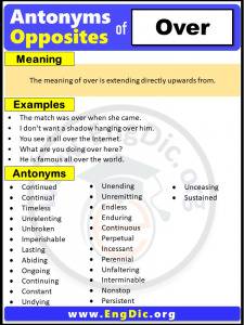 Opposite of Over, Antonyms of over (Example Sentences) - EngDic